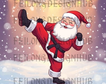 Taekwondo Karate Kung Fu Santa Christmas Kick Martial Arts - Etsy