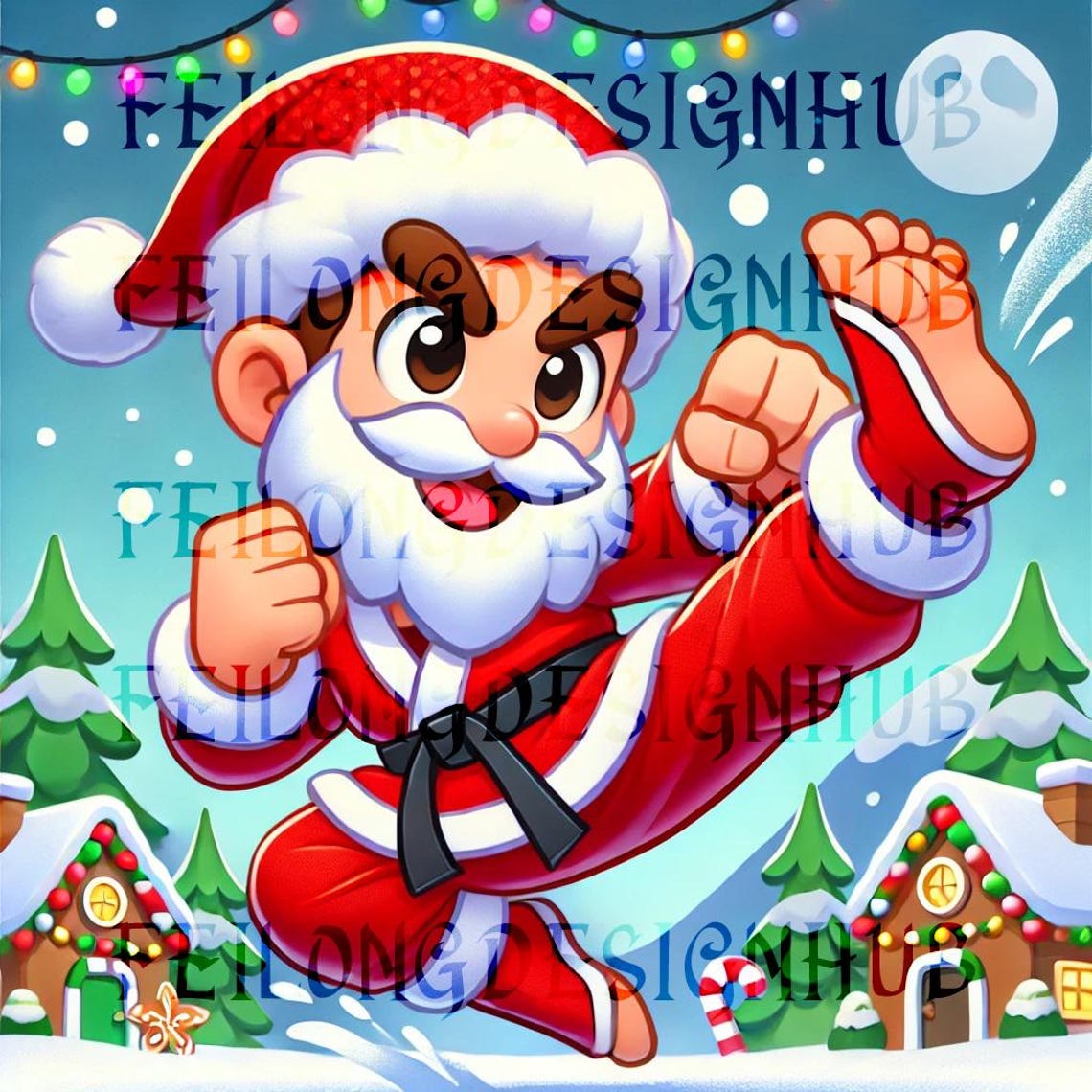Santa Claus Merry Christmas Kung Fu T-shirt, Mug, Tumbler Sublimation ...