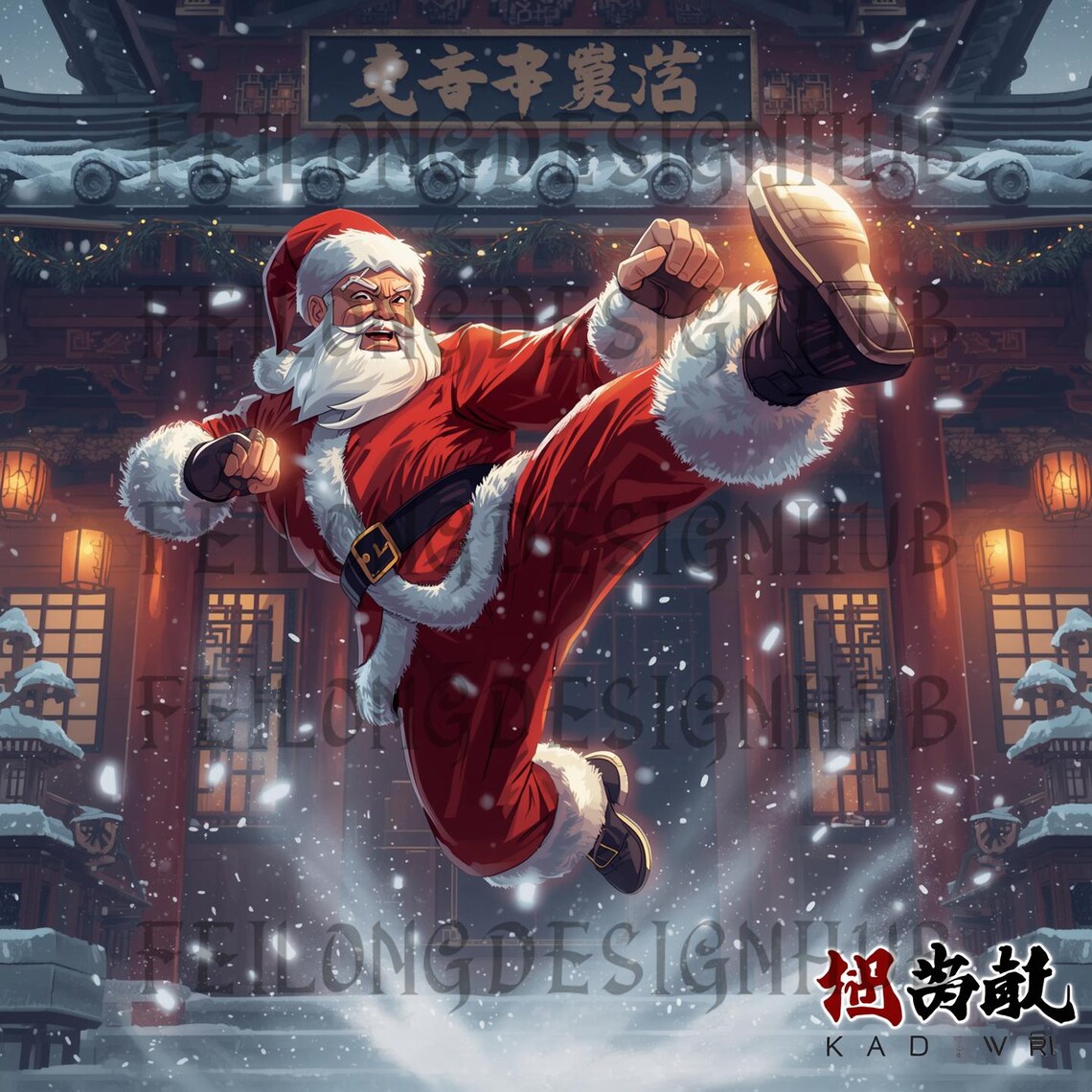 Taekwondo Karate Kung Fu Santa Christmas Kick Martial Arts - Etsy