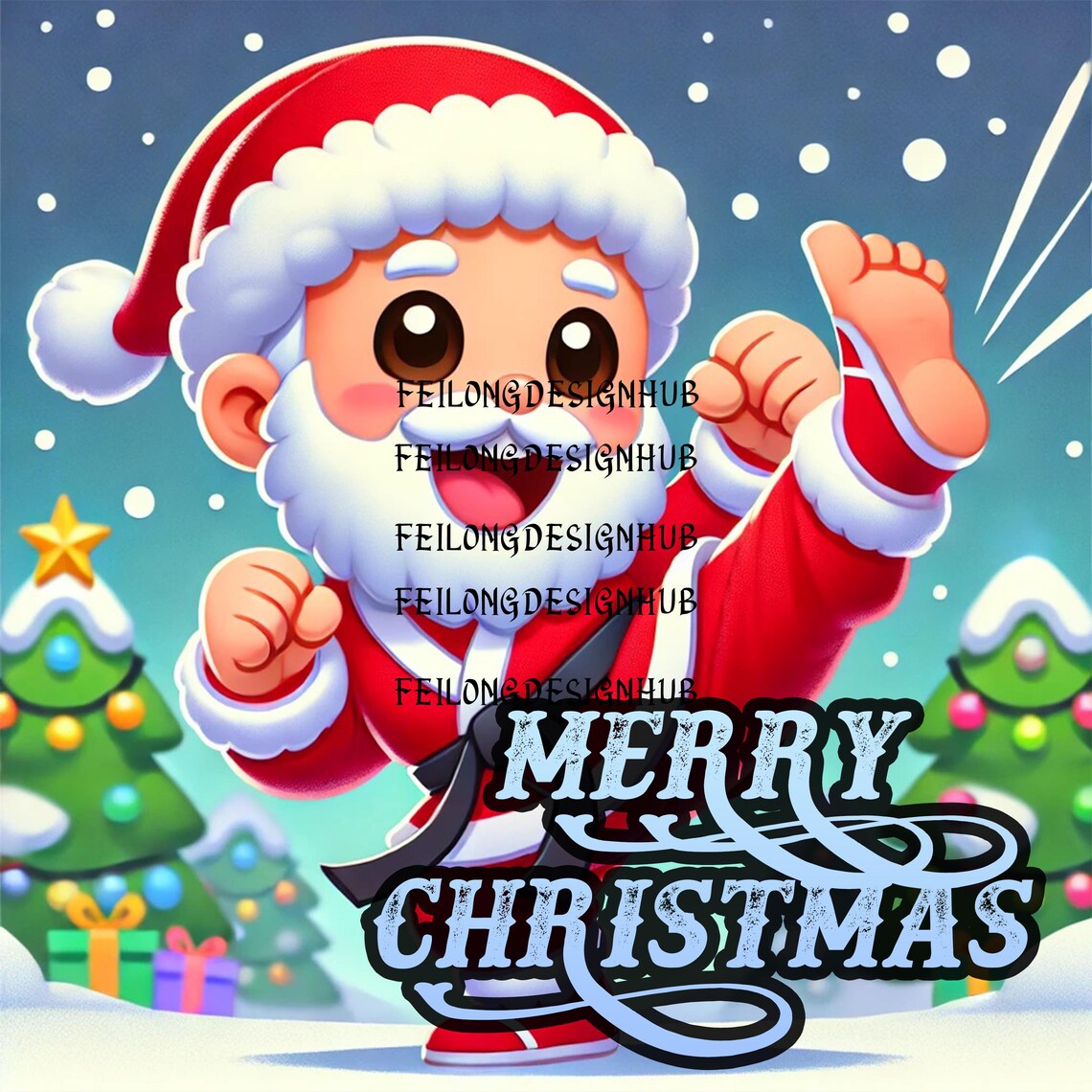 Santa Claus Merry Christmas Kung Fu T-shirt, Mug, Tumbler Sublimation ...