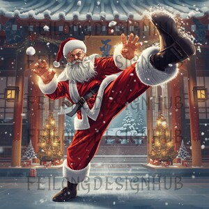 Taekwondo Karate Kung Fu Santa Christmas Kick Martial Arts - Etsy