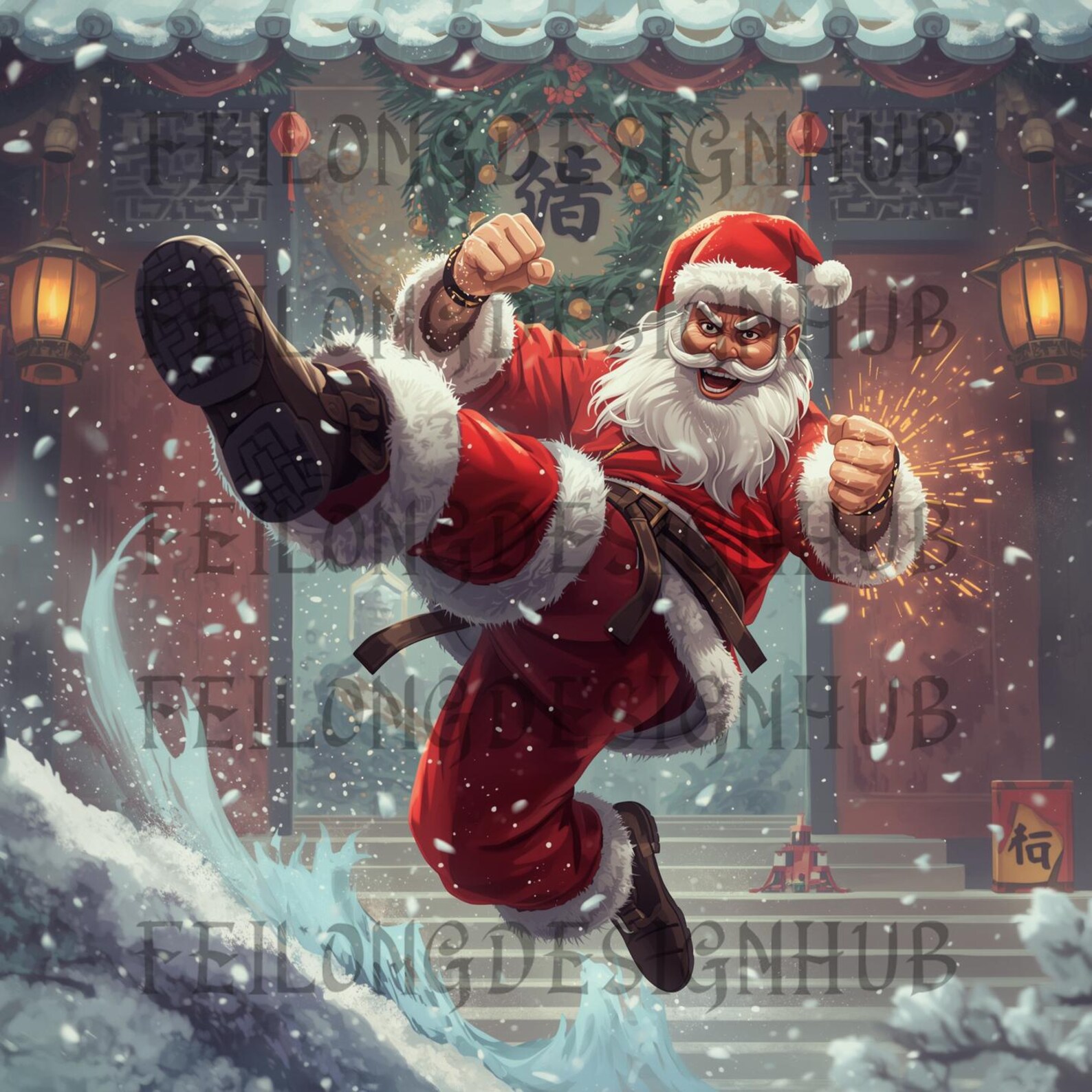 Taekwondo Karate Kung Fu Santa Christmas Kick Martial Arts - Etsy