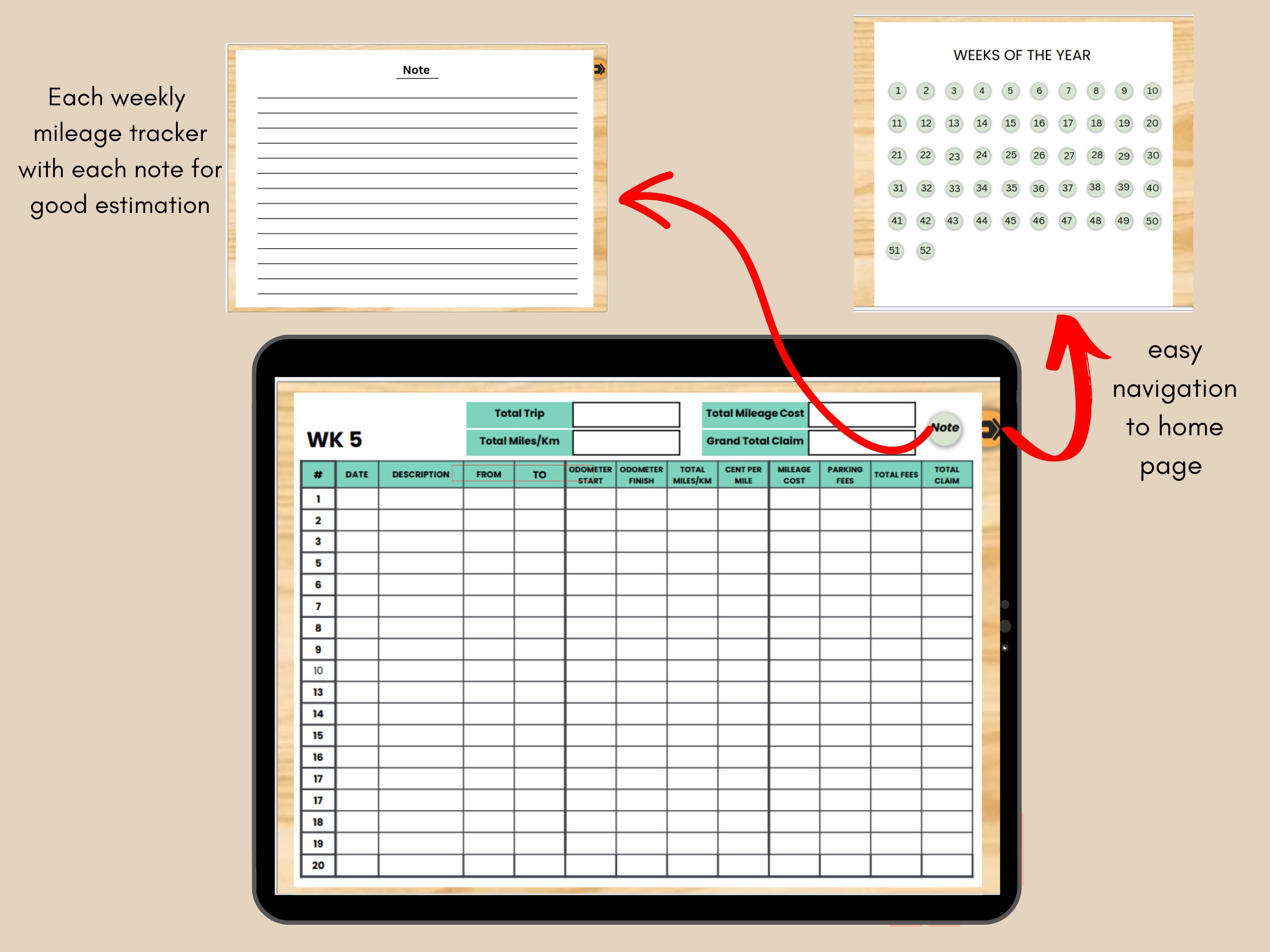 Mileage Tracker Log Book | Digital Vehicle Mileage Log Car Mileage and ...