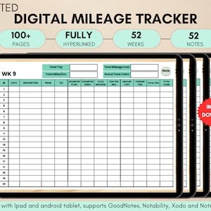 Mileage Tracker Log Book | Digital Vehicle Mileage Log Car Mileage and ...