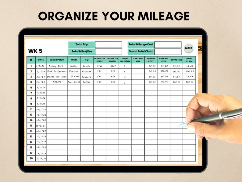 Mileage Tracker Log Book | Digital Vehicle Mileage Log Car Mileage and ...