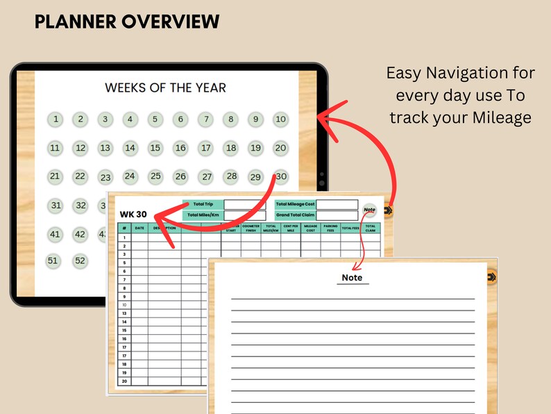 Mileage Tracker Log Book | Digital Vehicle Mileage Log Car Mileage and ...