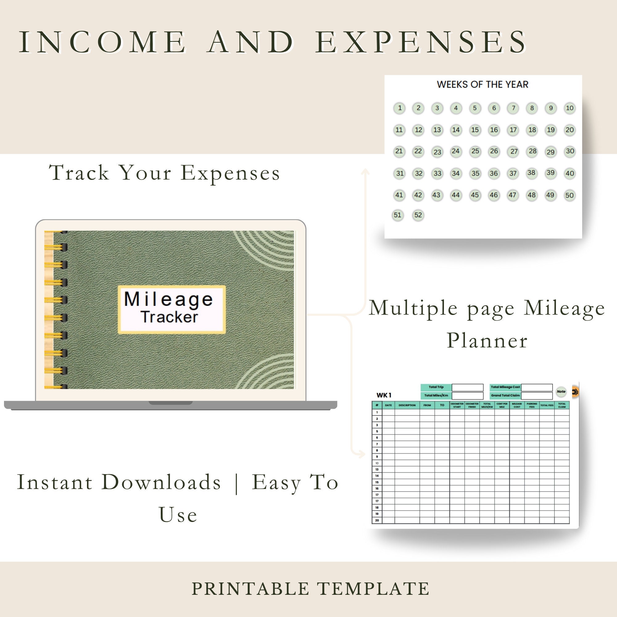 Mileage Tracker Log Book | Digital Vehicle Mileage Log Car Mileage and ...