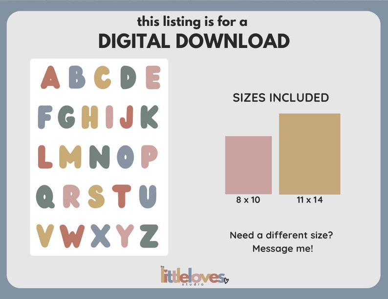 Rainbow Alphabet Alphabet Poster ABC Poster Printable Wall - Etsy