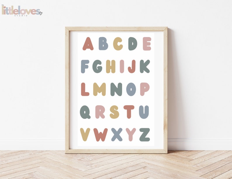 Rainbow Alphabet, Alphabet Poster, ABC Poster, Printable Wall Art, Kids ...
