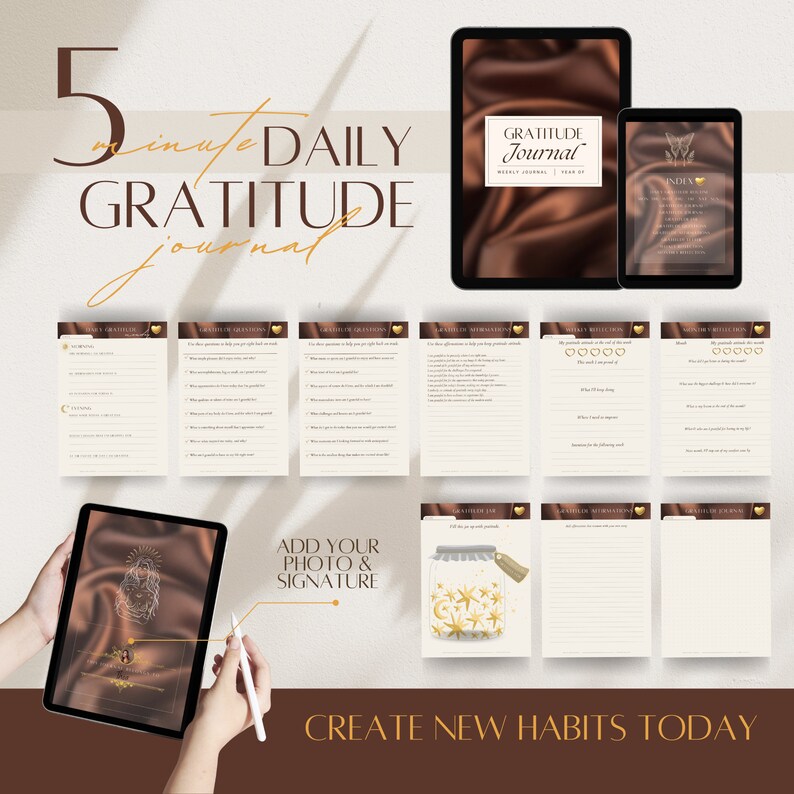 GRATITUDE Journal | Printable Undated Digital Planner | Weekly Planner ...