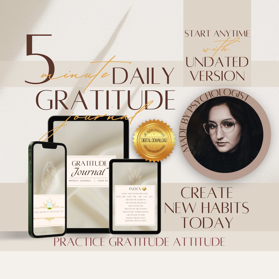 Gratitude Journal Printable: 5-minute Daily Reflection (digital ...