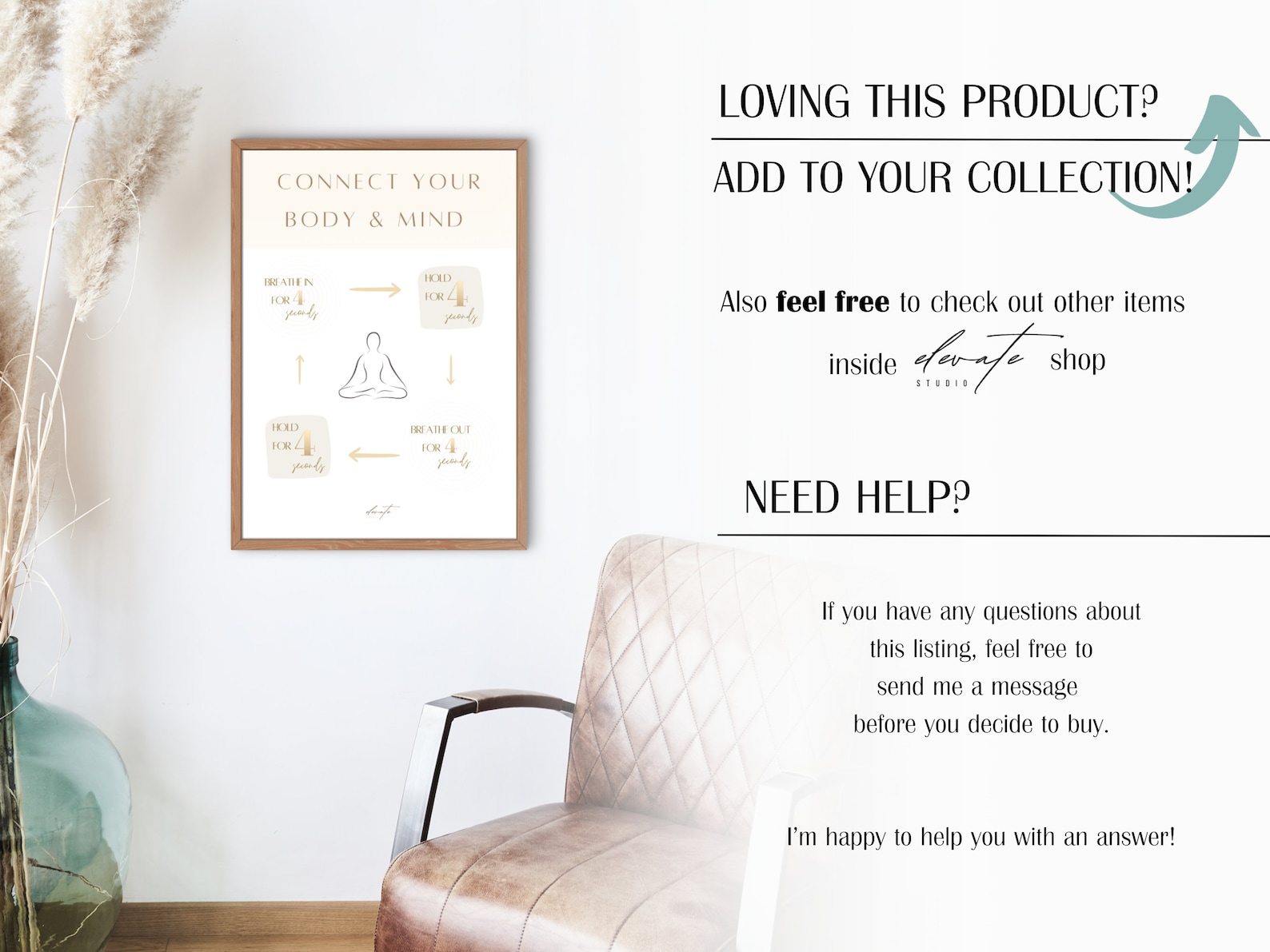 Box Breathing Print: Mindfulness Mental Health Wall Art; Therapy Office ...