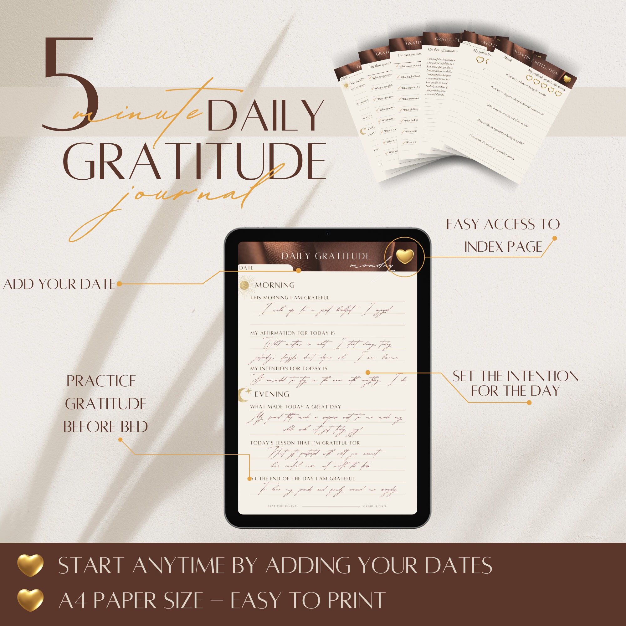 GRATITUDE Journal | Printable Undated Digital Planner | Weekly Planner ...