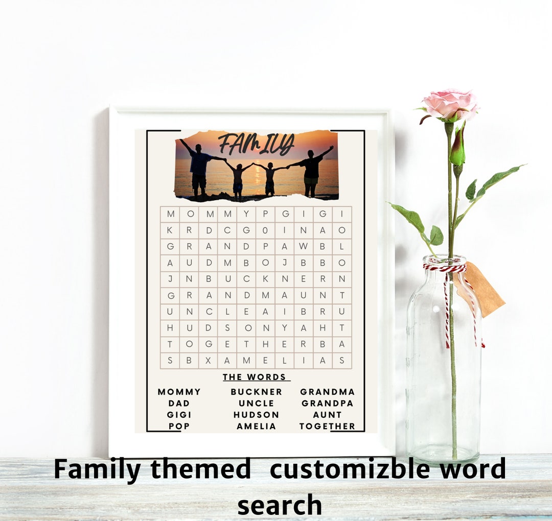 Custom Family Word Search Metal Tile Art: Personalized Photo Gift - Etsy