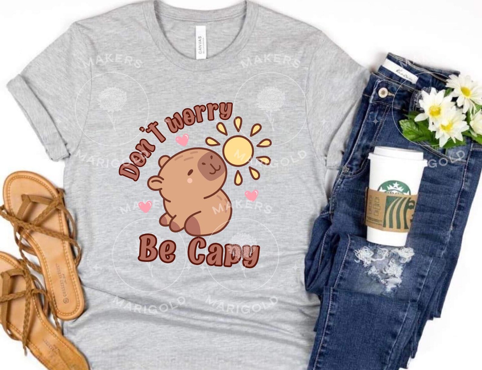 Kawaii Capybara PNG: Don't Worry Be Capy Sublimation (digital File) - Etsy