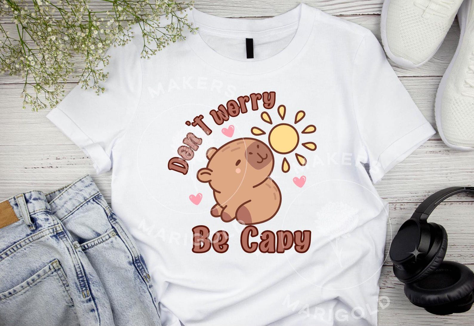 Kawaii Capybara PNG: Don't Worry Be Capy Sublimation (digital File) - Etsy