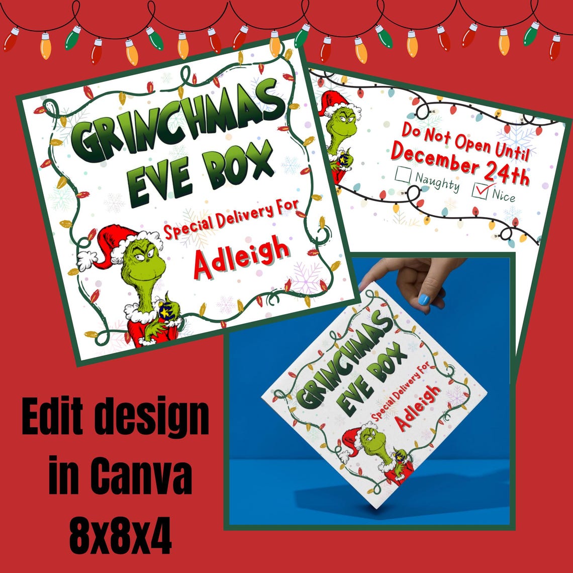 Grinchmas Box Template, Grinchmas Eve Box Template for Canva Users ...
