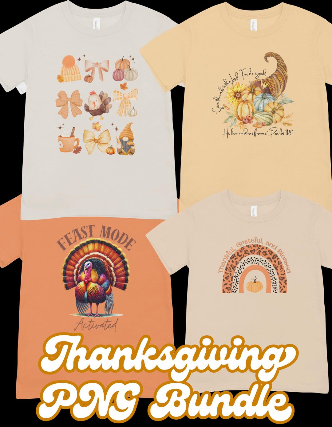 Thanksgiving PNG Bundle, Colorful Thanksgiving, Thanksgiving PNG ...