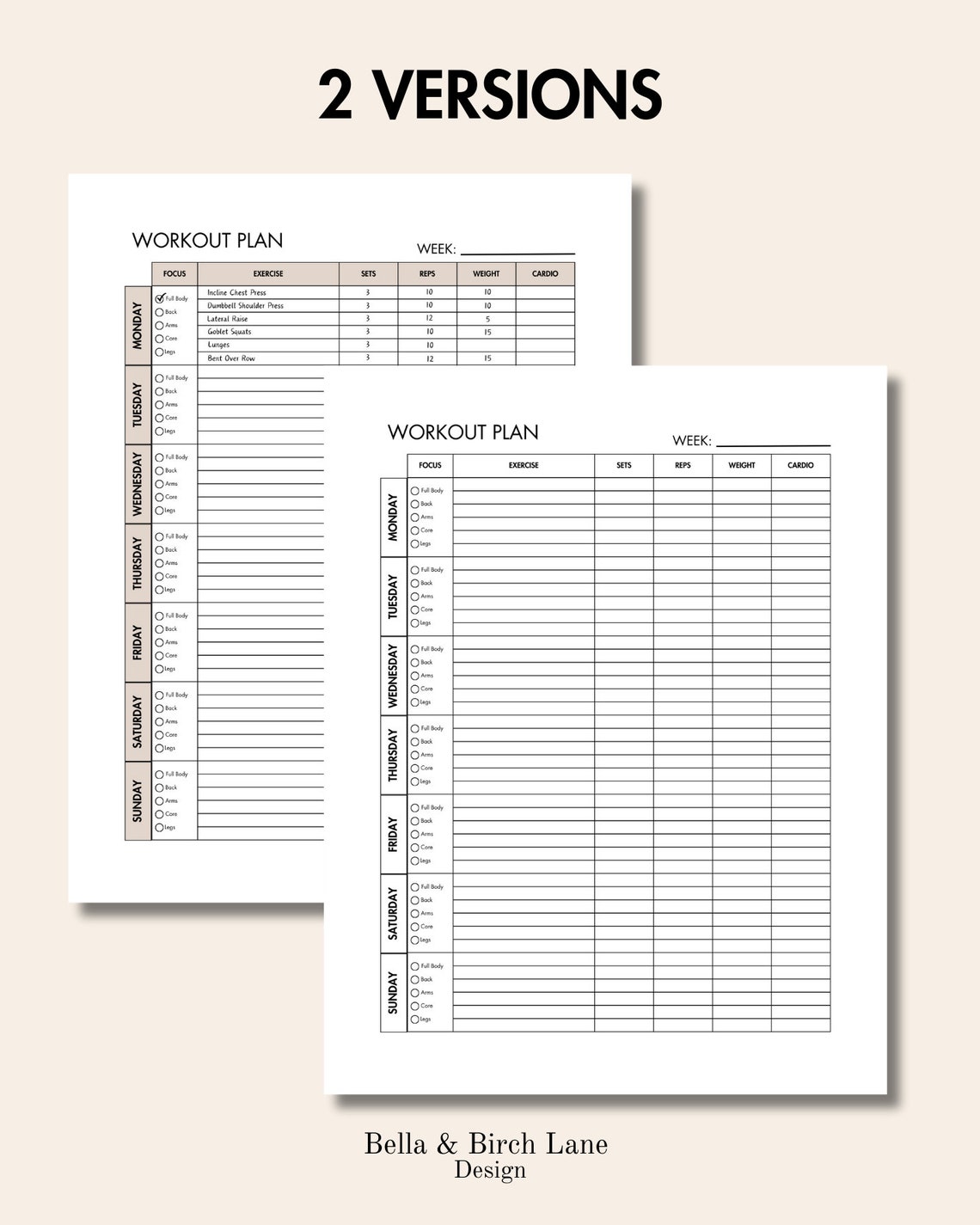 Exercise Tracker, Weekly Workout Tracker, Fitness Log, Workbook Log ...