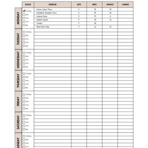 Exercise Tracker, Weekly Workout Tracker, Fitness Log, Workbook Log ...