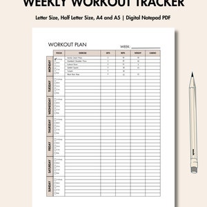 Exercise Tracker, Weekly Workout Tracker, Fitness Log, Workbook Log ...