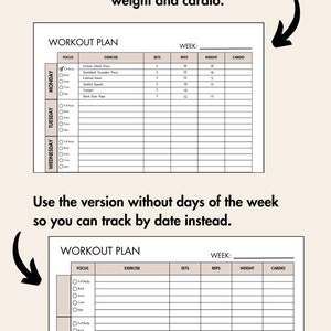 Exercise Tracker, Weekly Workout Tracker, Fitness Log, Workbook Log ...