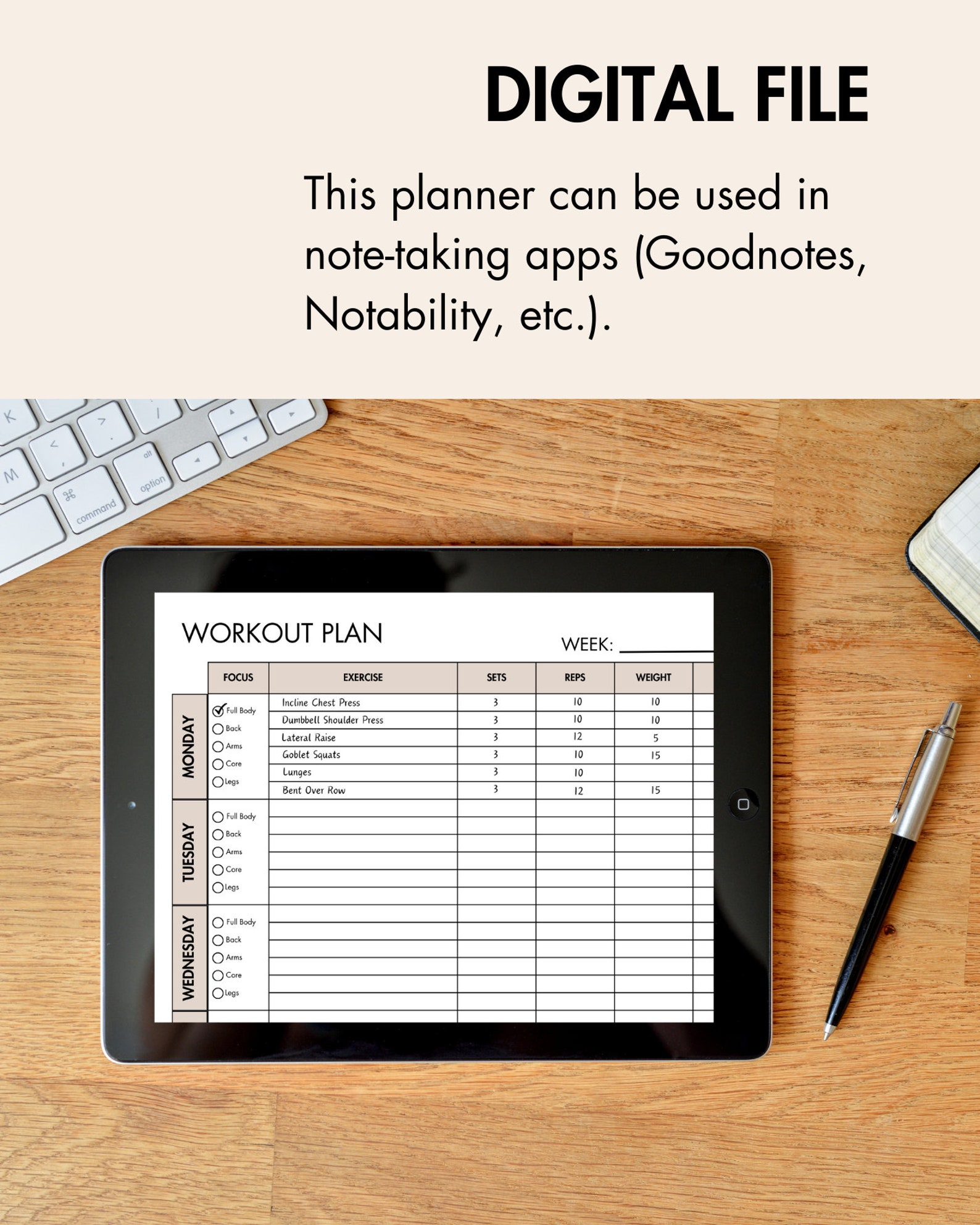 Exercise Tracker, Weekly Workout Tracker, Fitness Log, Workbook Log ...