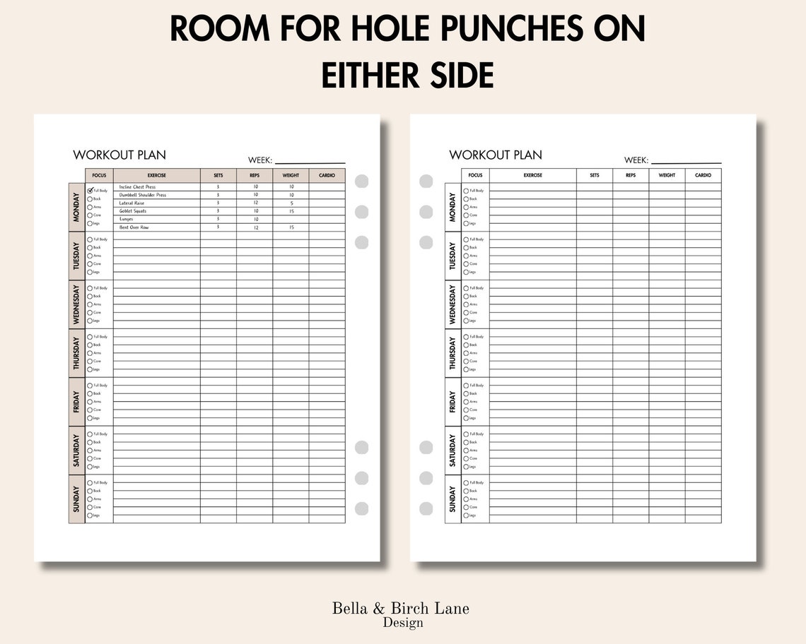 Exercise Tracker, Weekly Workout Tracker, Fitness Log, Workbook Log ...