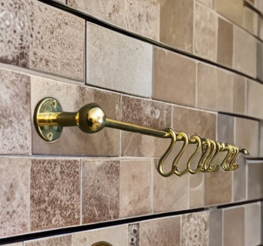 Unlacquered Solid Brass Hanging Pot and Pan , Brass Hanging Hook ...