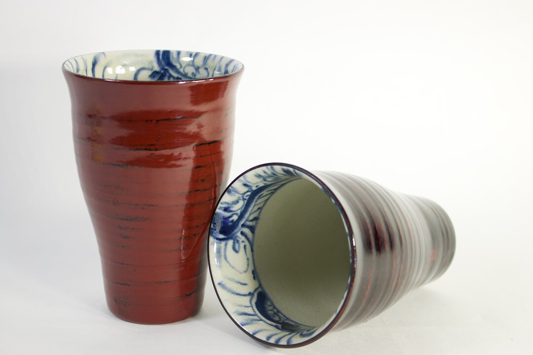 Japanese Handmade Pottery Modern Minimalist lacquered Sake - Etsy