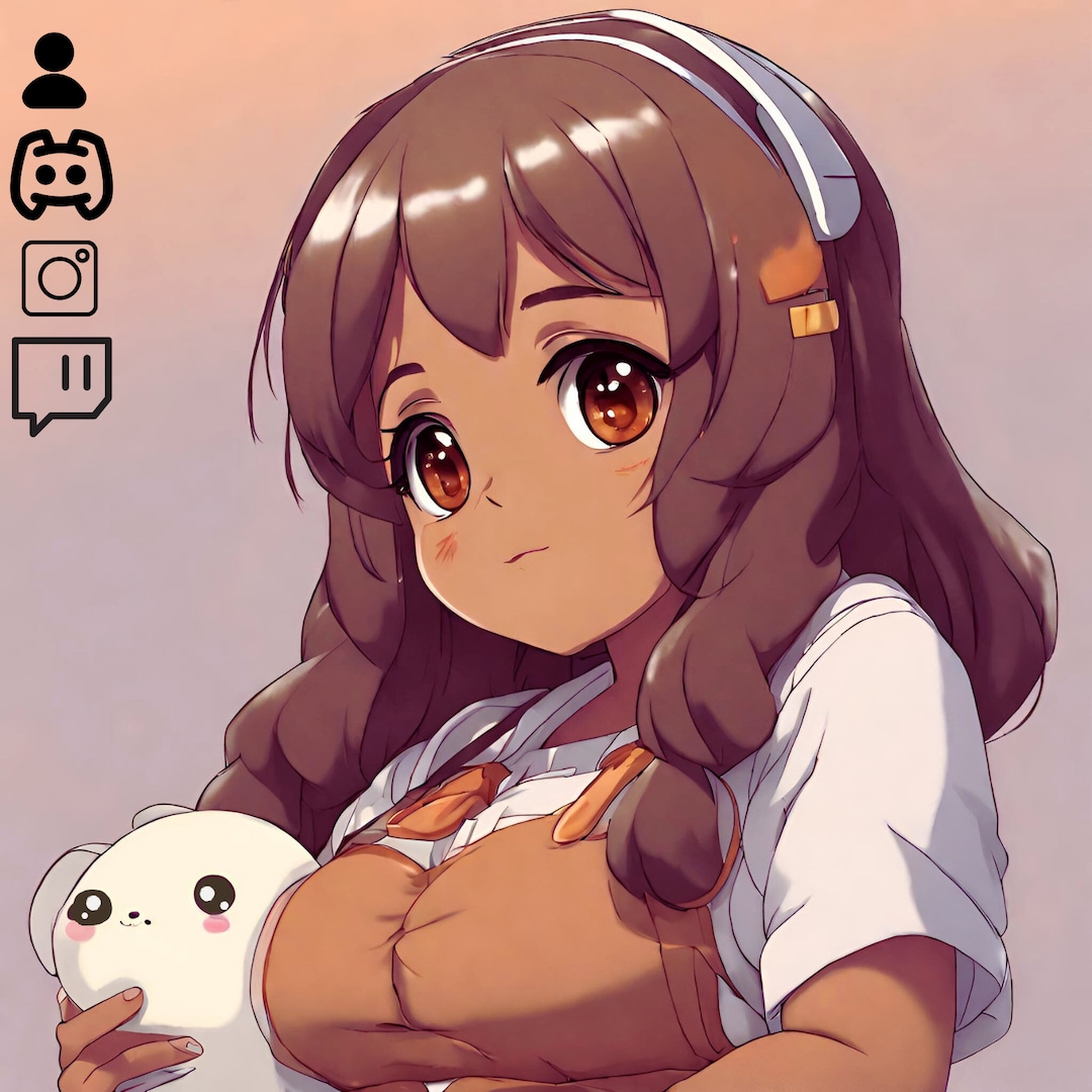 PFP Brown Anime Girl Avatar Cute Ears Headband Stuffed Animal Character ...