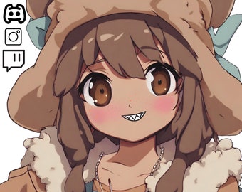 PFP Brown Anime Girl Avatar Cute Ears Headset Character | Discord ...