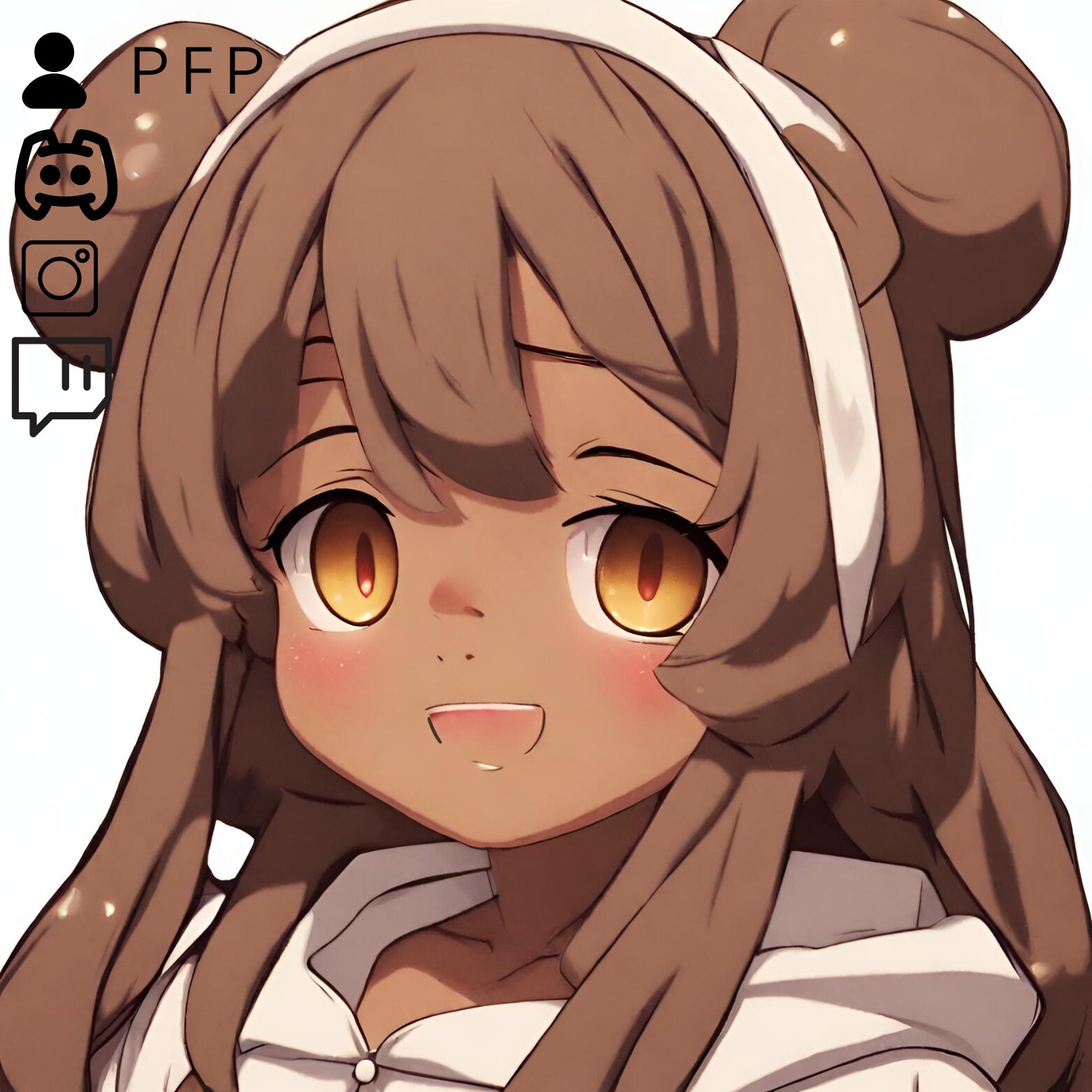 PFP Brown Anime Girl Avatar Cute Ears Headband Buns Character Discord ...
