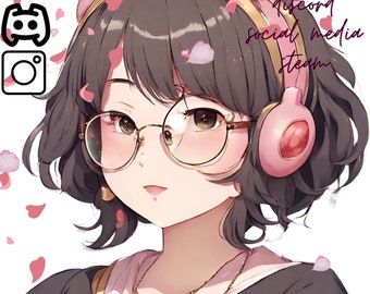 PFP Brown Anime Girl Avatar Cute Ears Headset Character | Discord ...