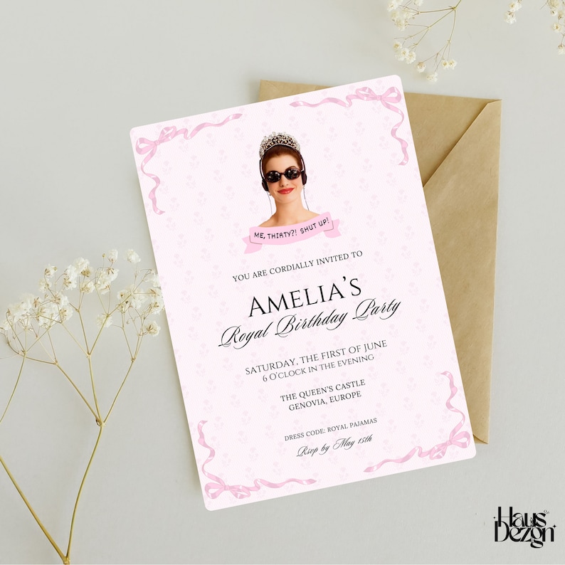 Princess Diaries Birthday Party Invitation, Editable Template, Royal ...