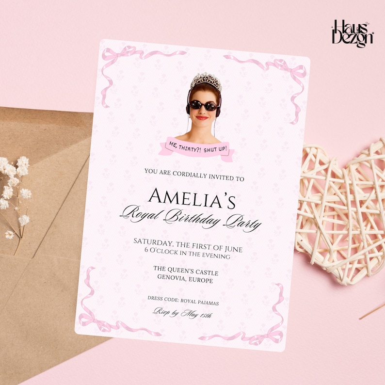 Princess Diaries Birthday Party Invitation, Editable Template, Royal ...