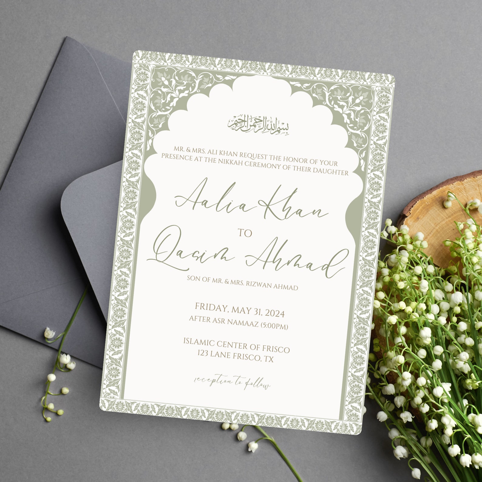 Digital Nikkah Invite- Elegant Luxury Islamic Nikkah Invitation- Mughal ...