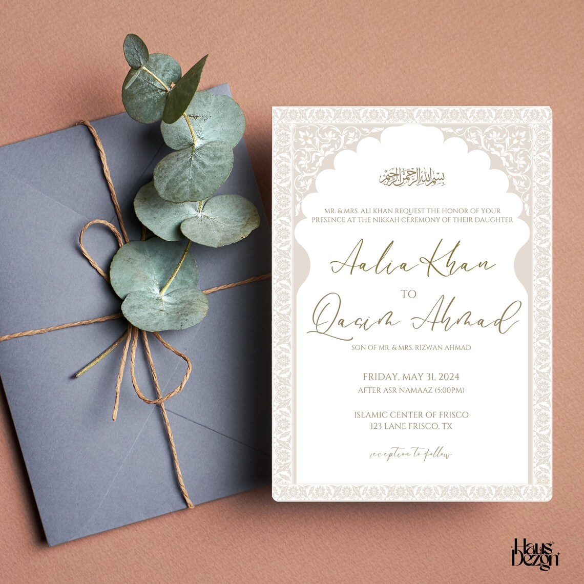 Digital Nikkah Invite- Luxurious, Elegant Islamic Invitation- Mughal ...