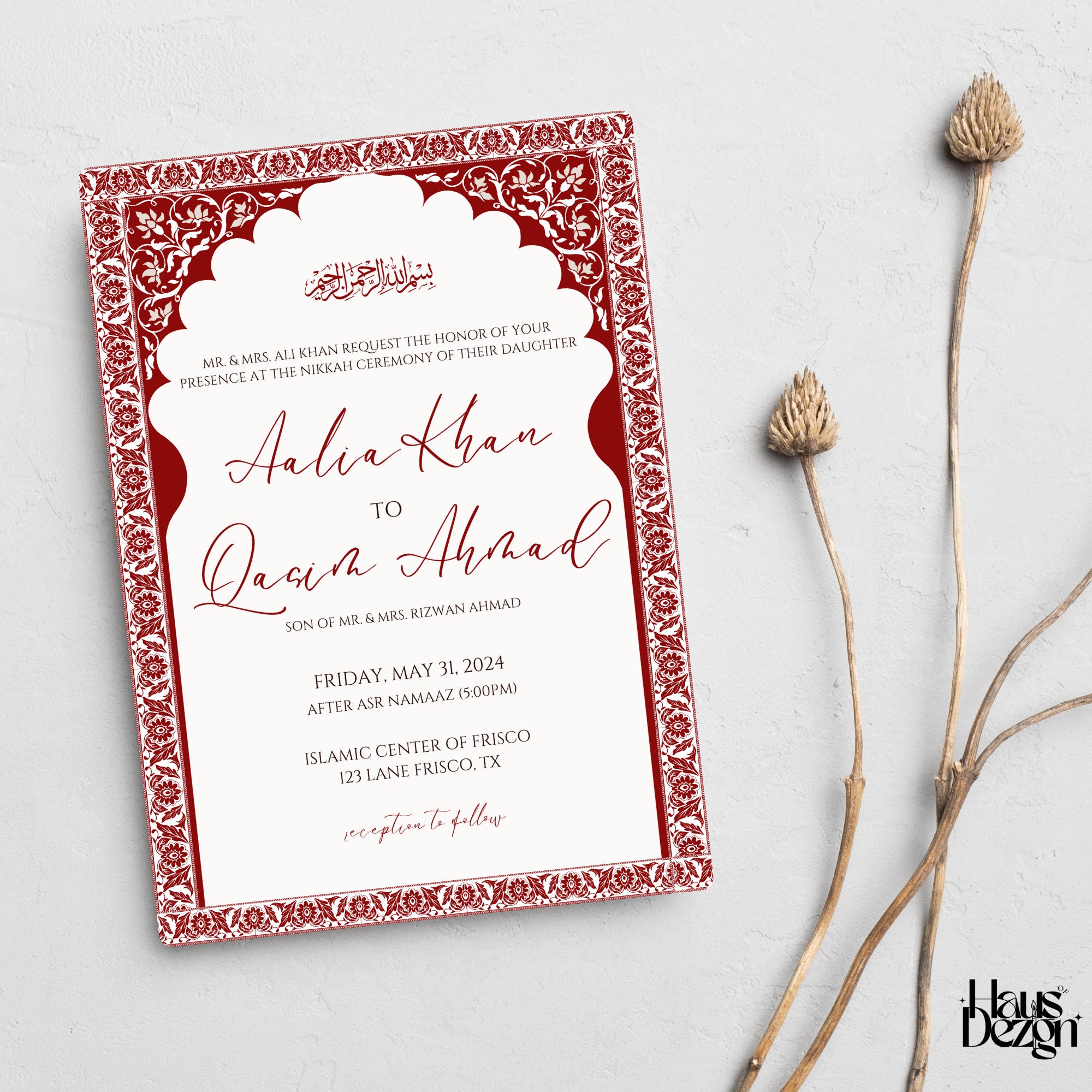Digital Nikkah Invite- Elegant and Luxurious Islamic Wedding Invite ...