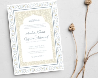 Elegant Islamic Wedding Invitation Template, Muslim Wedding Invite ...
