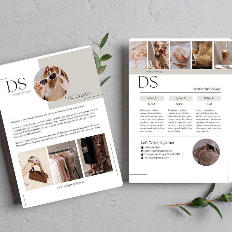 Simple and Clean UGC Creator Media Kit- 2 Page Editable- Influencer ...
