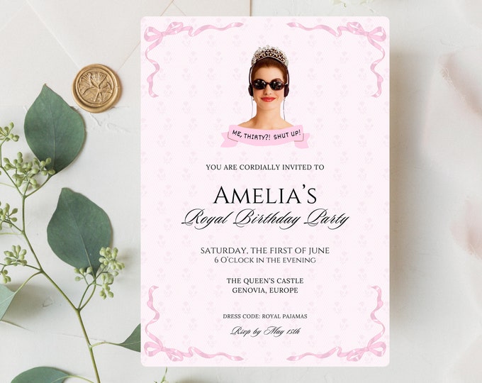 Princess Diaries Birthday Party Invitation, Editable Template, Royal ...