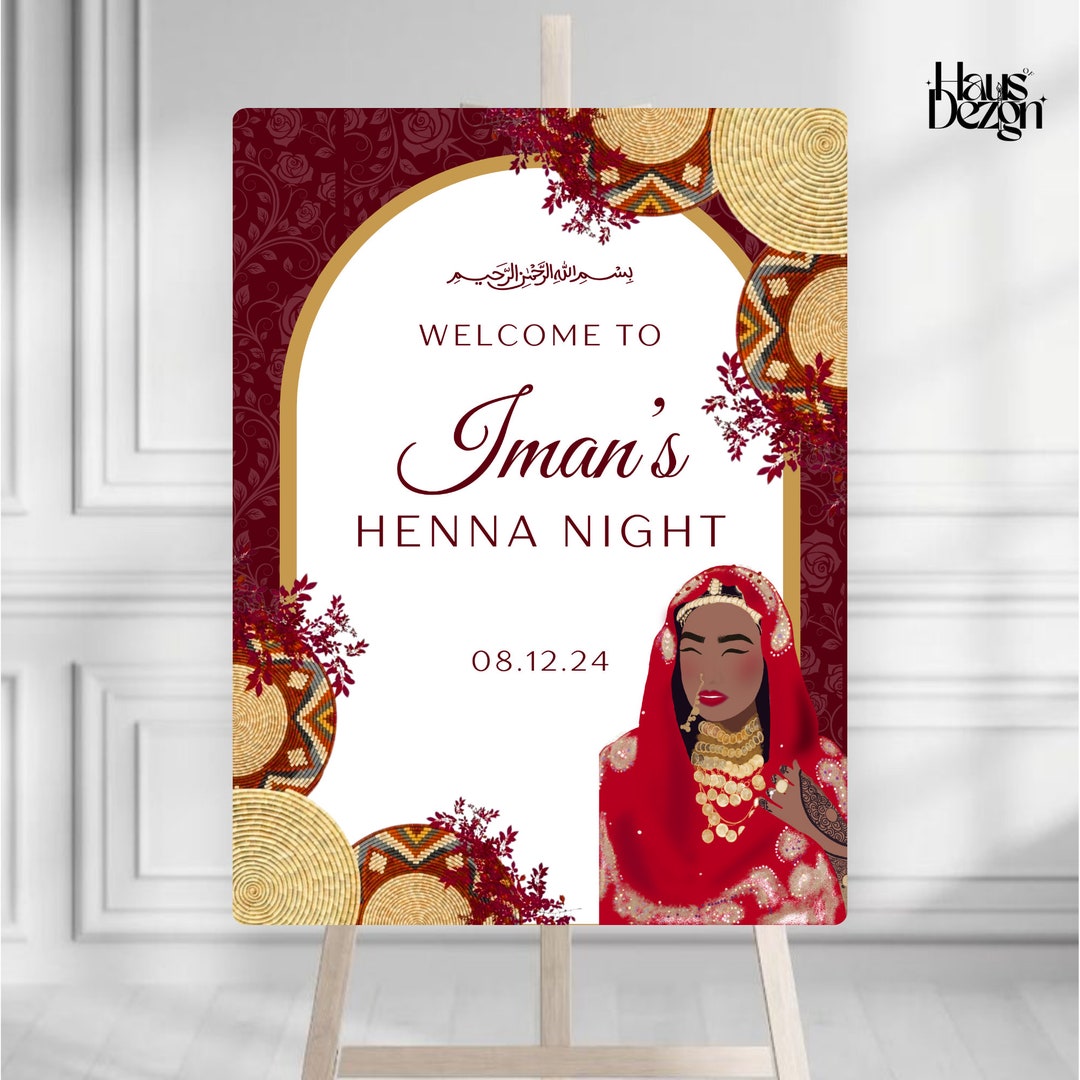 Sudanese Welcome Sign, Henna Welcome Sign, Sudanese Bride, Traditional ...