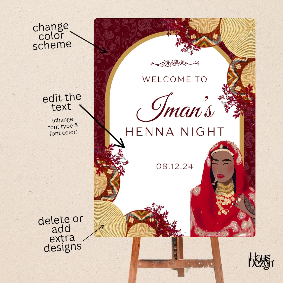 Sudanese Welcome Sign, Henna Welcome Sign, Sudanese Bride, Traditional ...