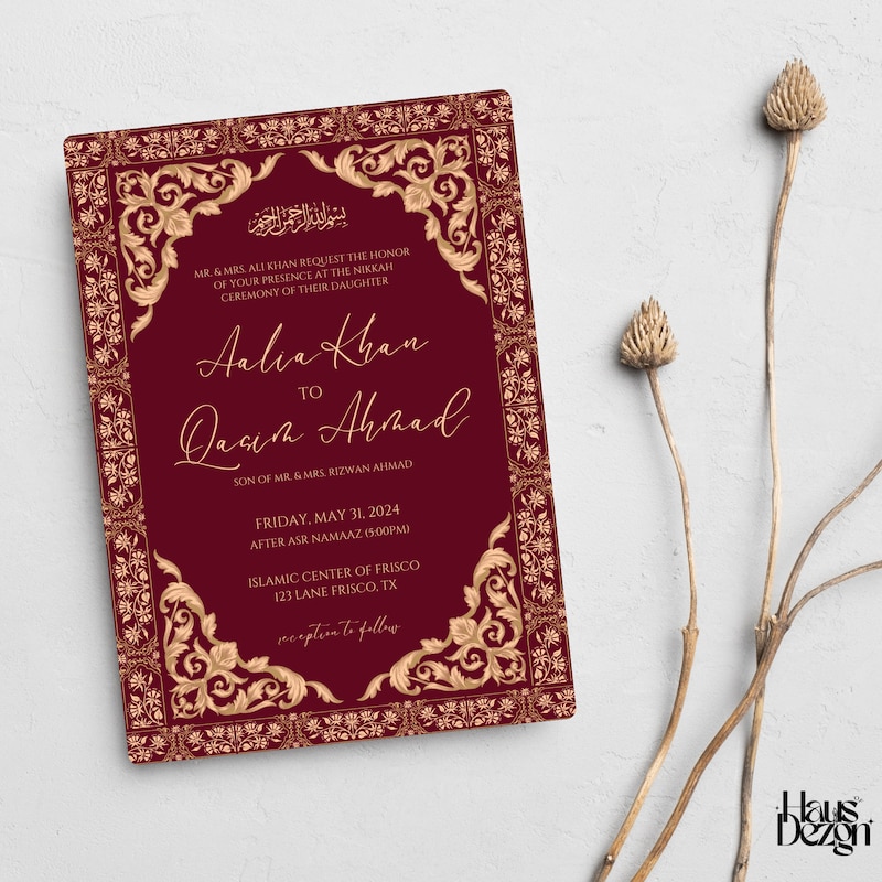 Islamic Walima Invitation Card - Etsy
