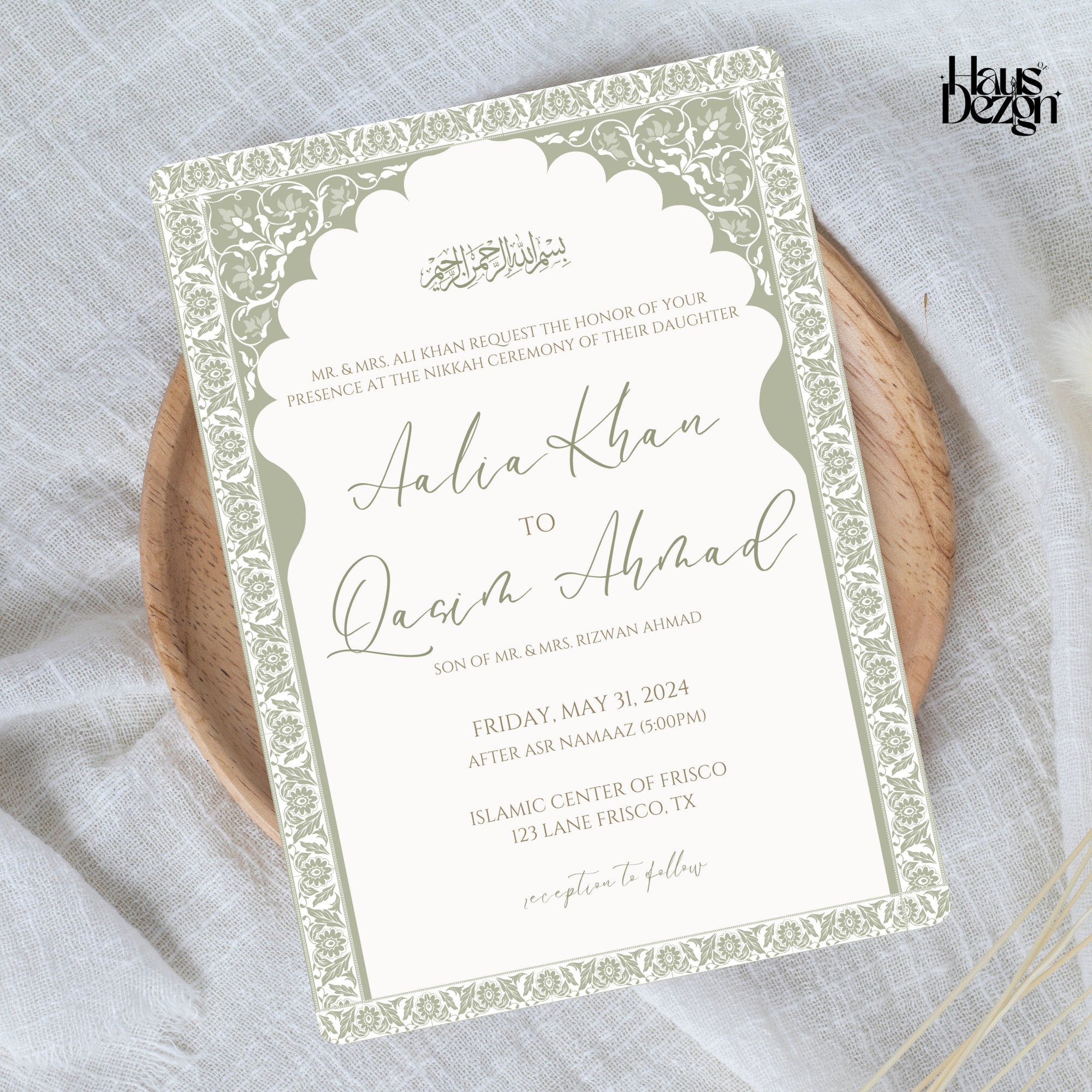 Digital Nikkah Invite- Elegant Luxury Islamic Nikkah Invitation- Mughal ...