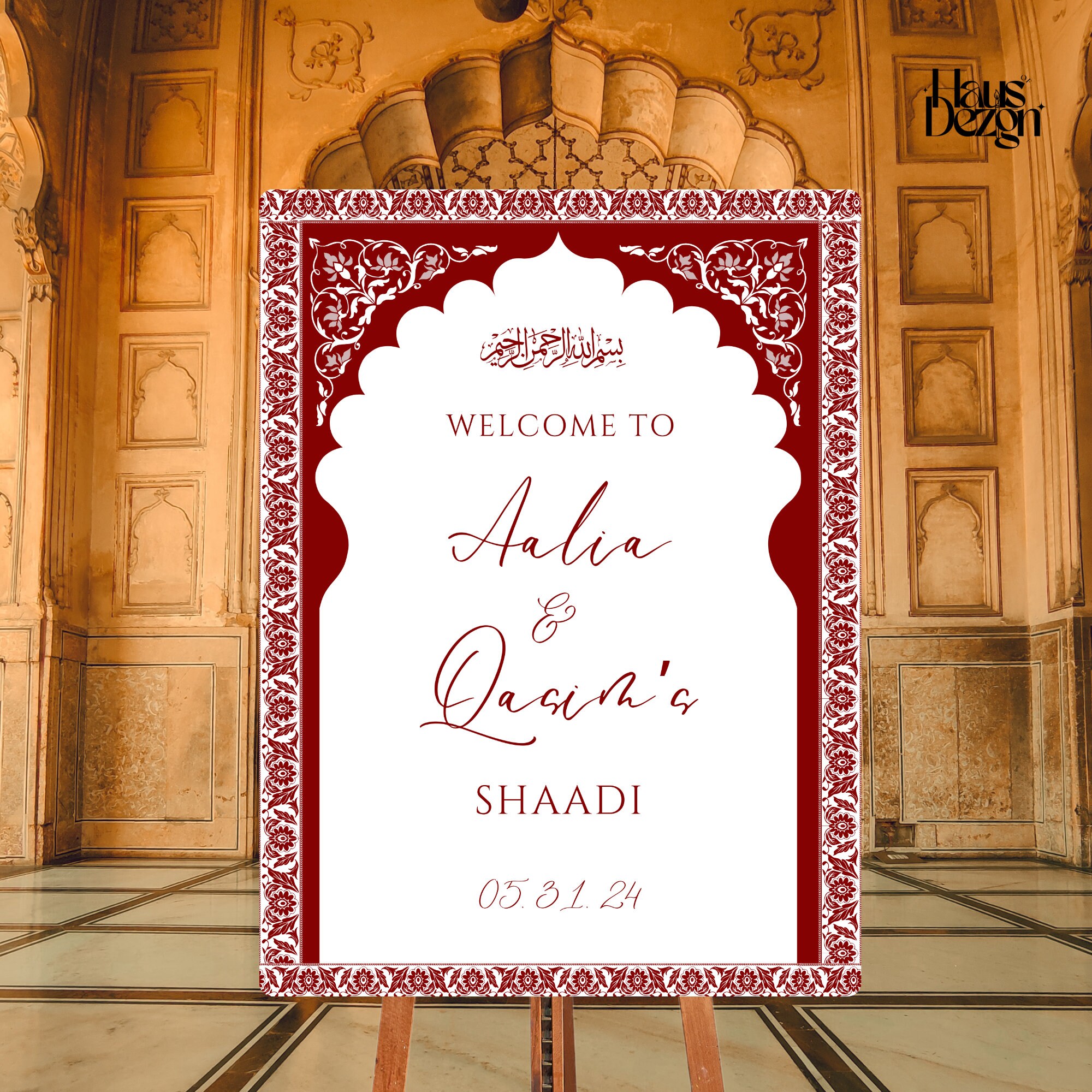 Elegant Intricate Nikkah Sign- Islamic Wedding Welcome Sign- Mughal ...