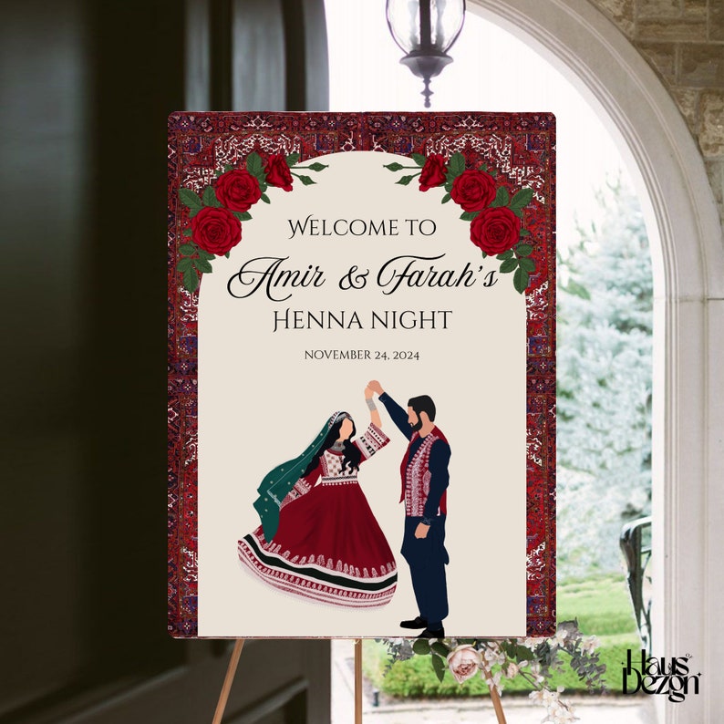 Afghan Henna Night Welcome Sign, Digital Download, Editable Template ...