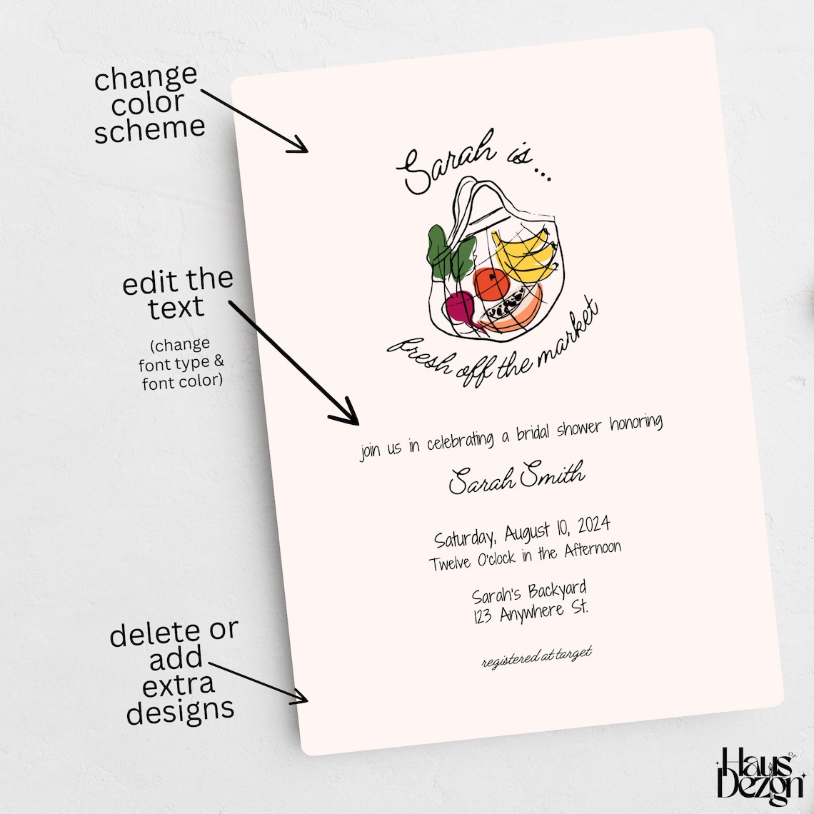 Off the Market Bridal Shower Invitation, Farmer's Market Invite, Bridal ...