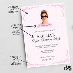 Princess Diaries Birthday Party Invitation, Editable Template, Royal ...